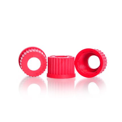 292270902 - Screw cap, DIN-thread GL 25 red, centric bore dia. 15 mm ...