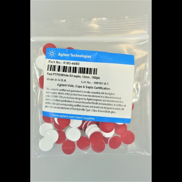 Agilent 5183-4460 - Septa red PTFE/white Sil., 12 mm diameter,, 100 St ...