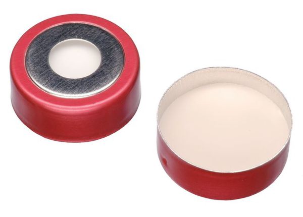 29169-U - 20mm Red Mag Cap W/PTFE/Sil 3mm, 100 pc/PAK | Analytics-Shop