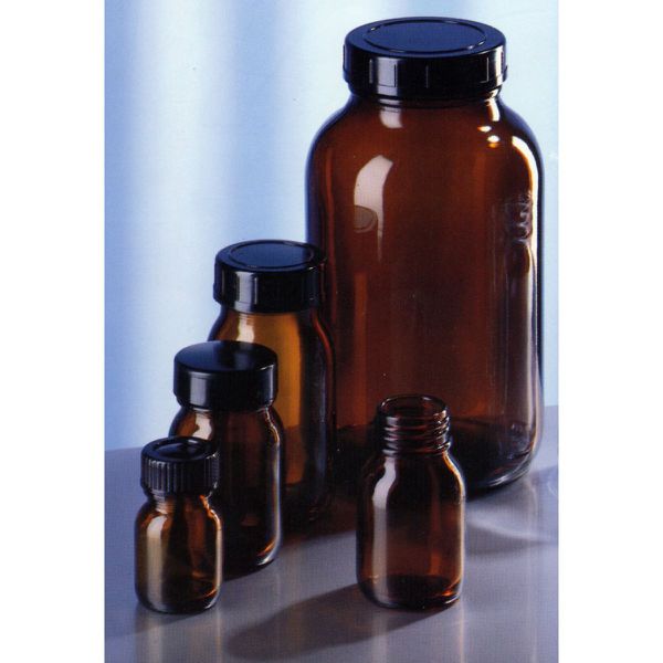 41325030 - Wide neck bottles with thread and screw cap amber glass ...