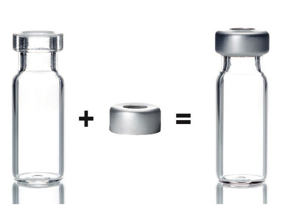 AAV22422580 - ND11 1,5ml Crimp Neck Vial, 32x11,6mm, clear, Al Cap clear lacquered, Nat. Rubber ...