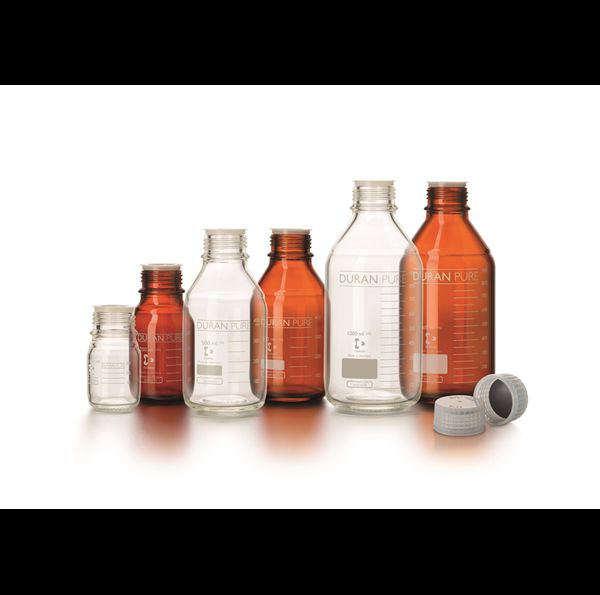 818068602 - Duran PURE bottle, amber, graduated, GL 45, with dust cover ...