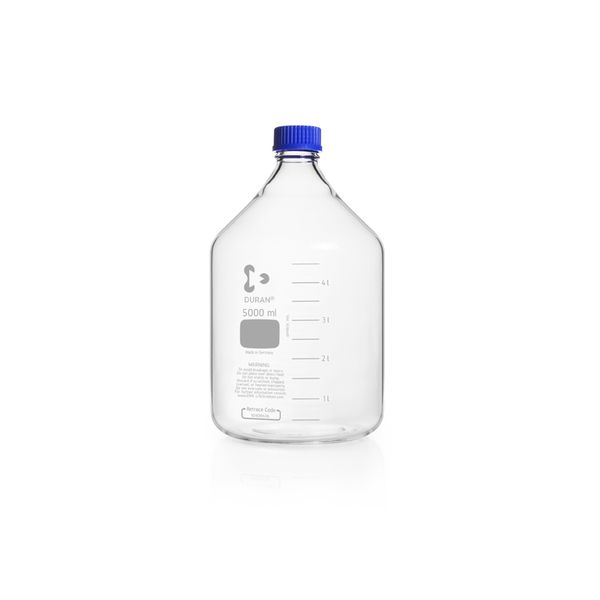 218017353 - Laboratory bottle/DURAN, 5000 ml, with grad., screw cap+pouring ring PP(blue ...