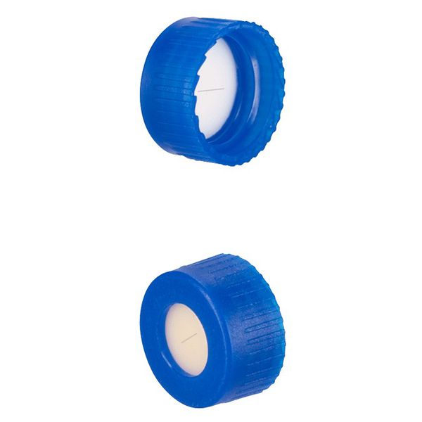 9502S-31-CB - Screw Cap blue, knurled PP, with nat Sil/white PTFE Pre ...