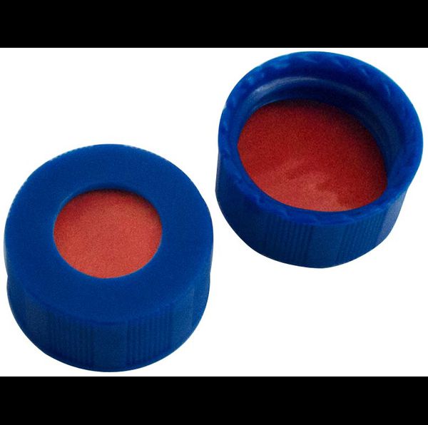 AAV090433 - 9 mm PP short thread cap, blue, with hole, 9 mm Septum, NK ...